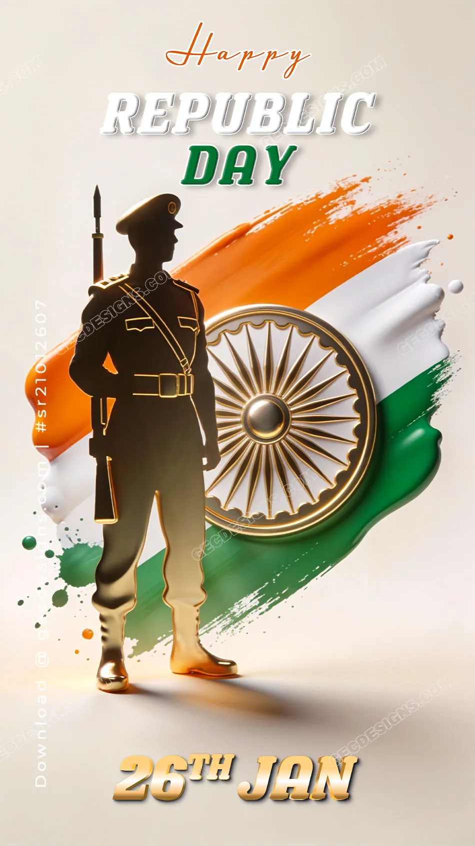 Happy Republic Day image with Indian army march, tricolor India map ...