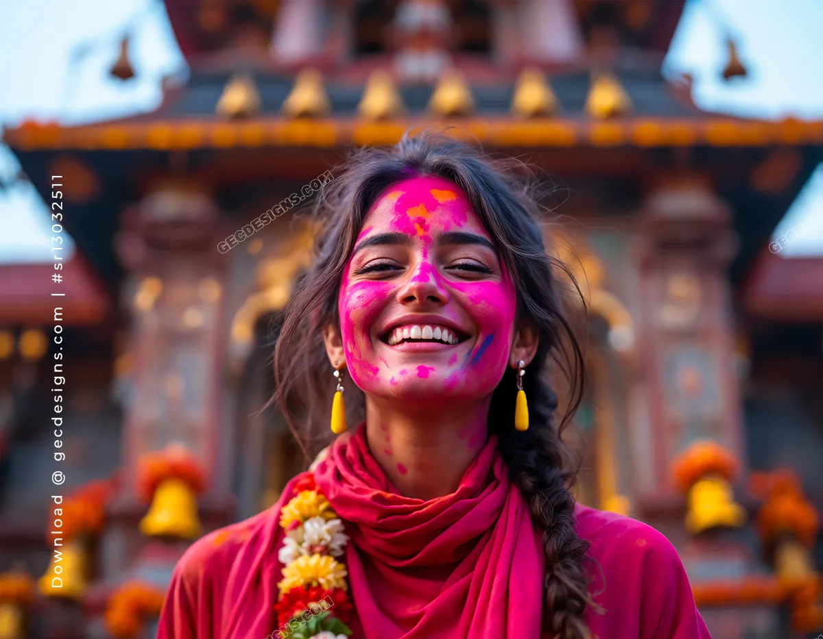 Indian young Girl celebrates Holi with Holi Powder Happy Holi image ...