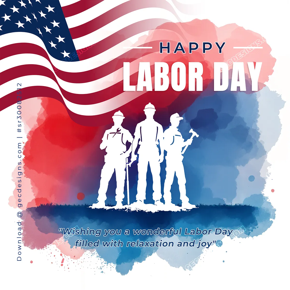 Inspiring American Labor Day Wishes with U.S. Flag and Watercolor ...