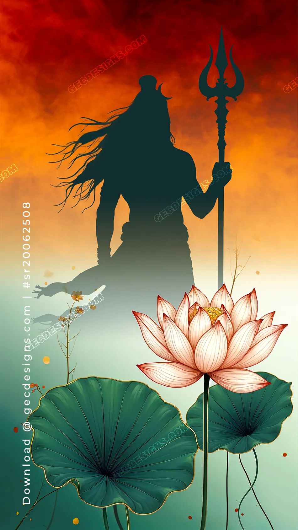 International Yoga Day Image, Lord Shiva Silhouette with Sacred Lotus ...