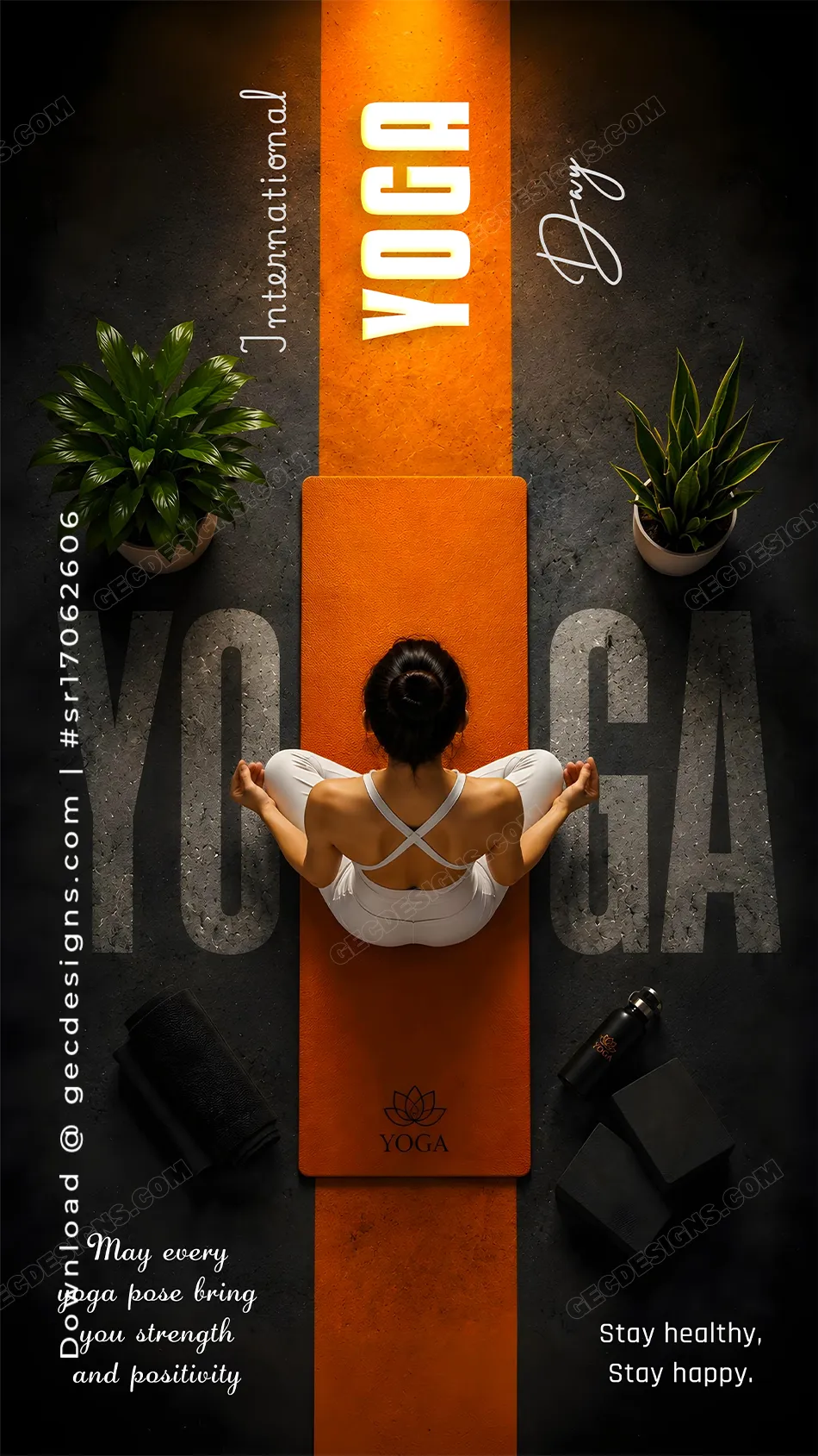 International Yoga Day Image with Top-View Lotus Pose and Purple ...