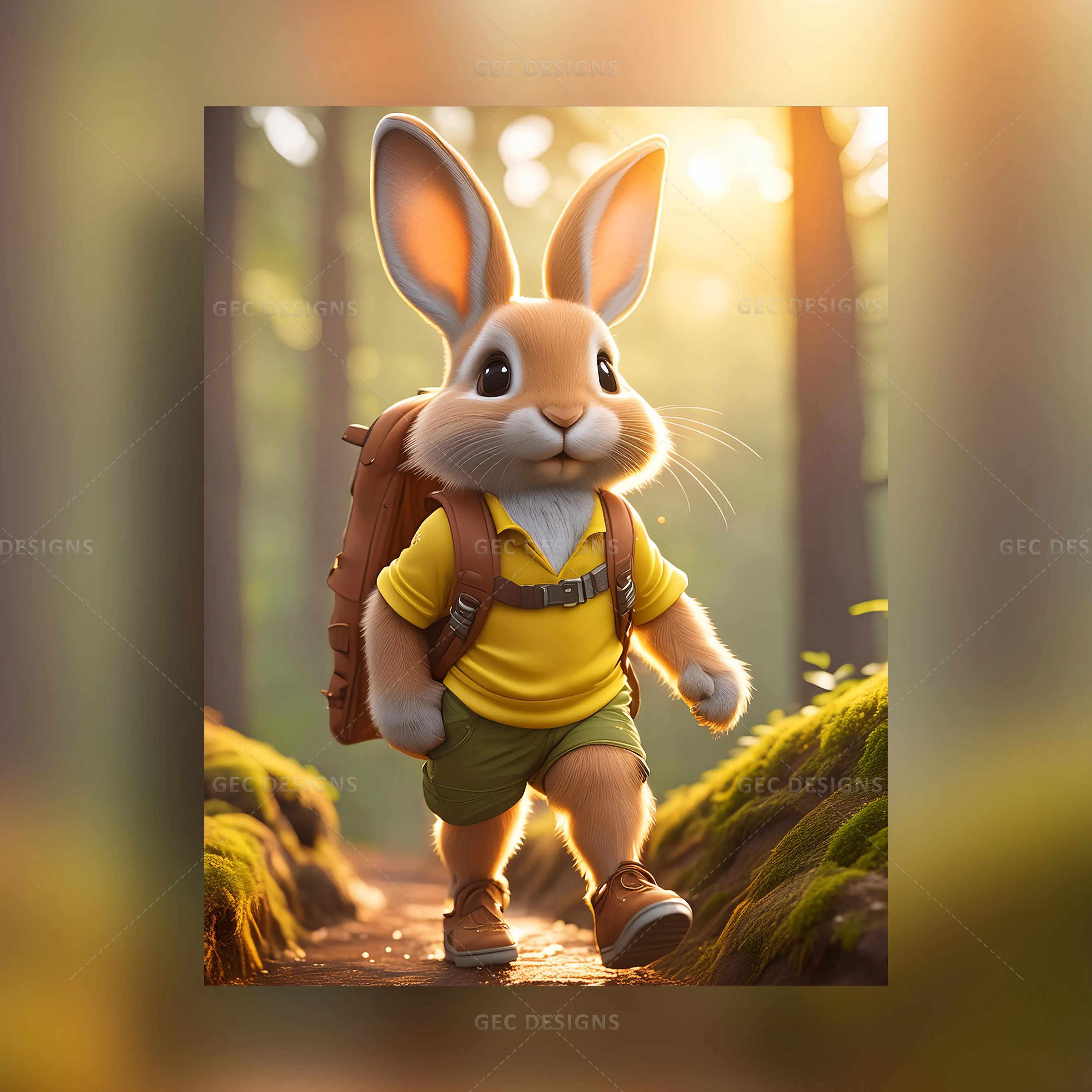 Little cute 3D rabbit goes hiking with backpack AI Generated wallpaper ...