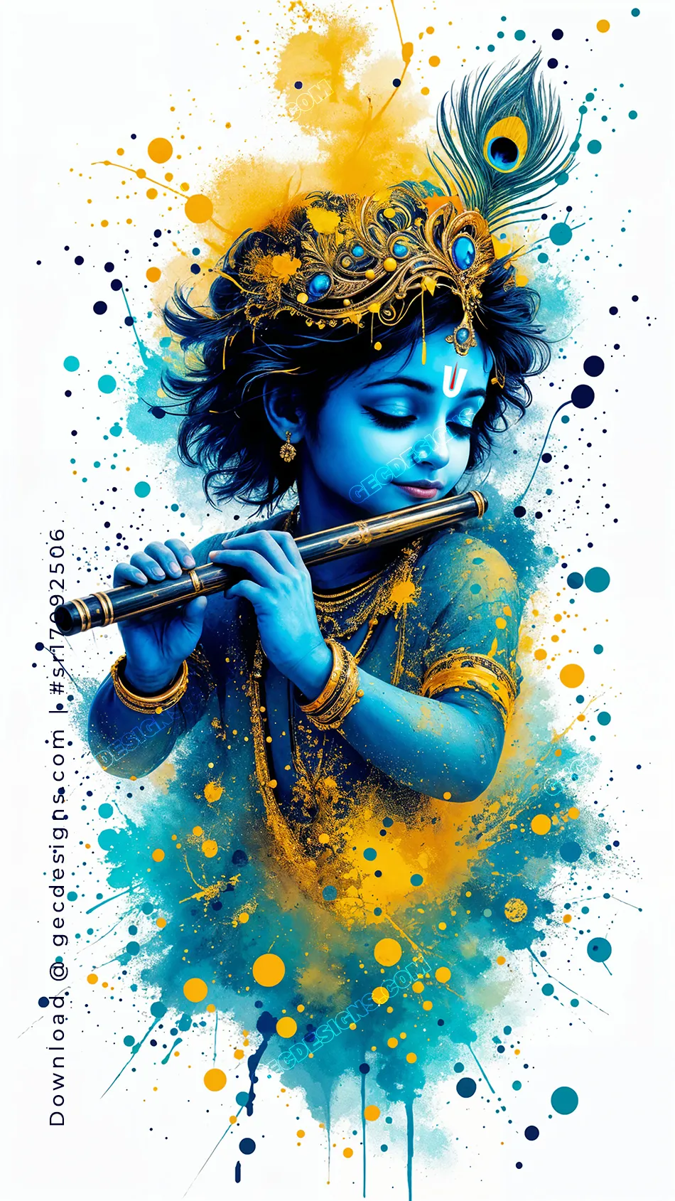 Lord Krishna iPhone Wallpaper, Baby Krishna Playing Flute Spiritual Art ...