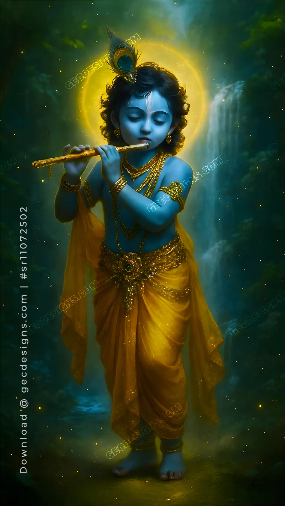 Lord Krishna iPhone Wallpaper, Krishna playing Flute in a Glowing ...