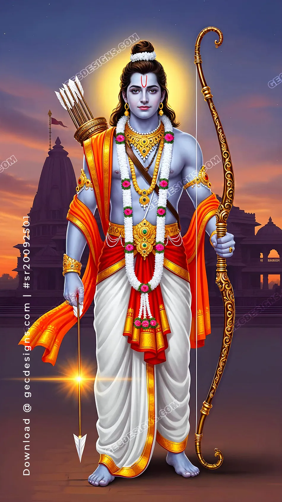 Lord Ram Wallpaper in 8K, Divine Digital Artwork of Shri Ram with Bow ...