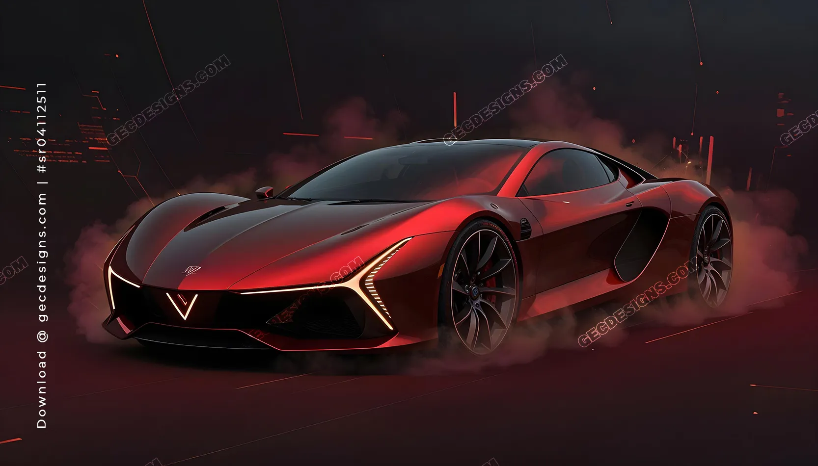 Luxury Red Supercar Desktop Wallpaper in Dark Smoke Background - GEC ...