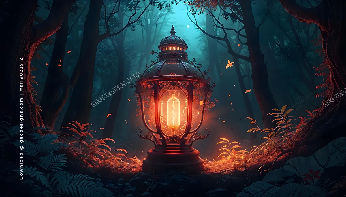 Magical lamp in the middle of the forest AI Generated, Human enhanced ...