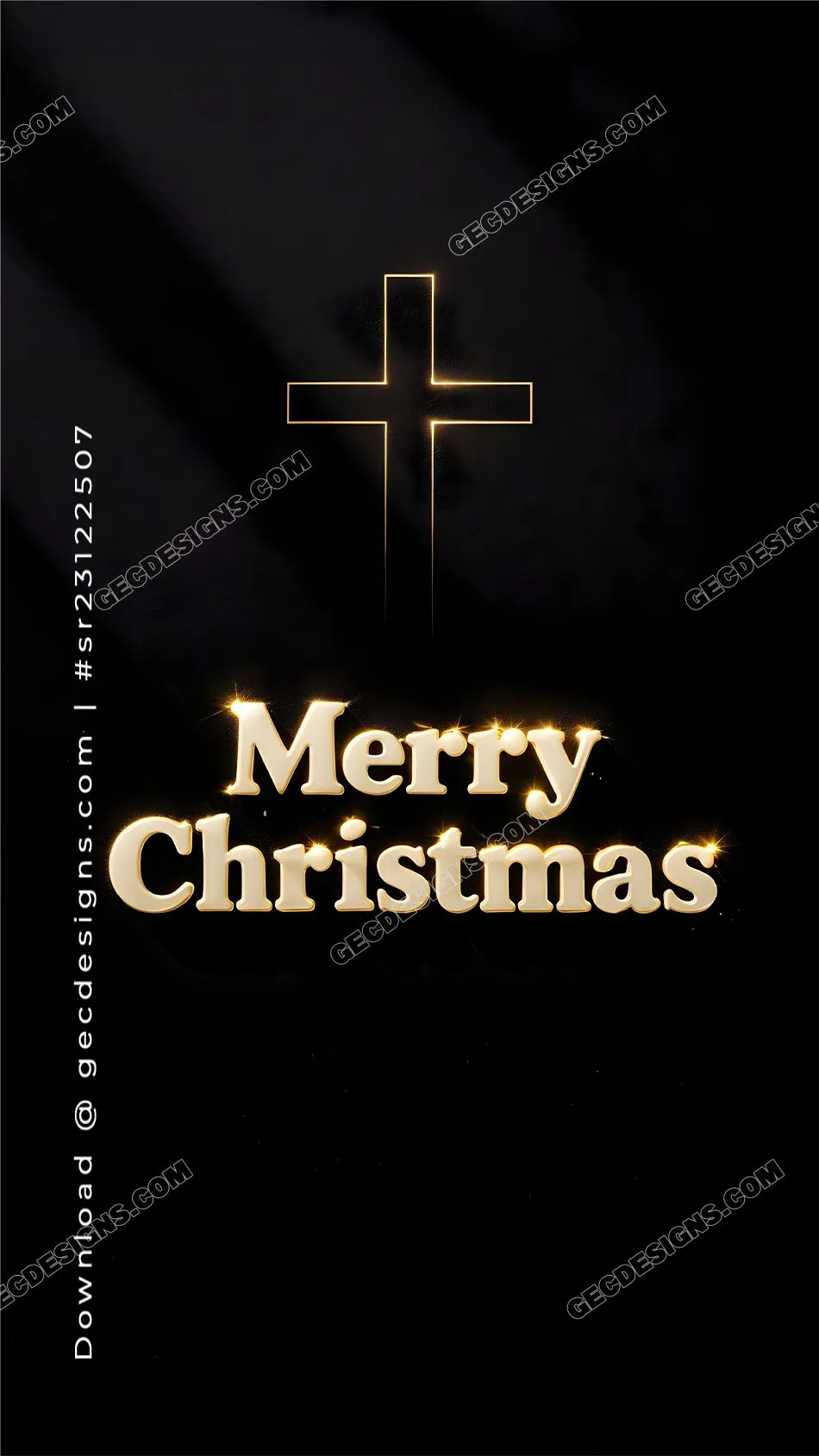 Merry Christmas Image with Dark Minimal Background, Glowing Cross and ...