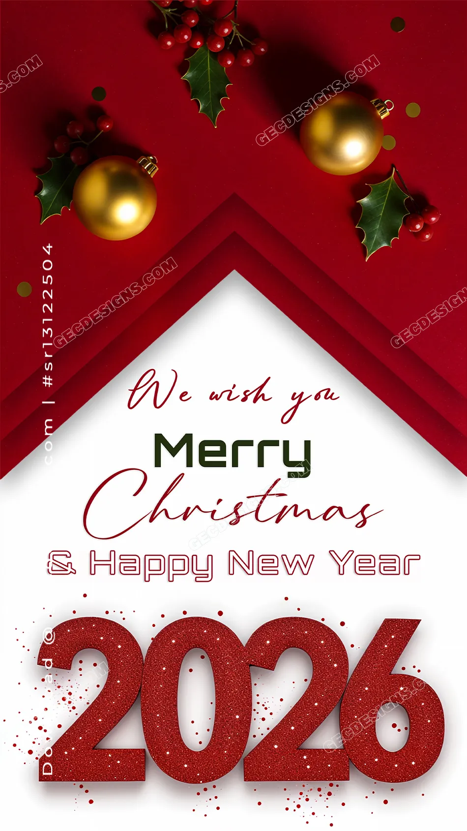 Merry Christmas wishes and Happy New Year 2026 with Red background ...