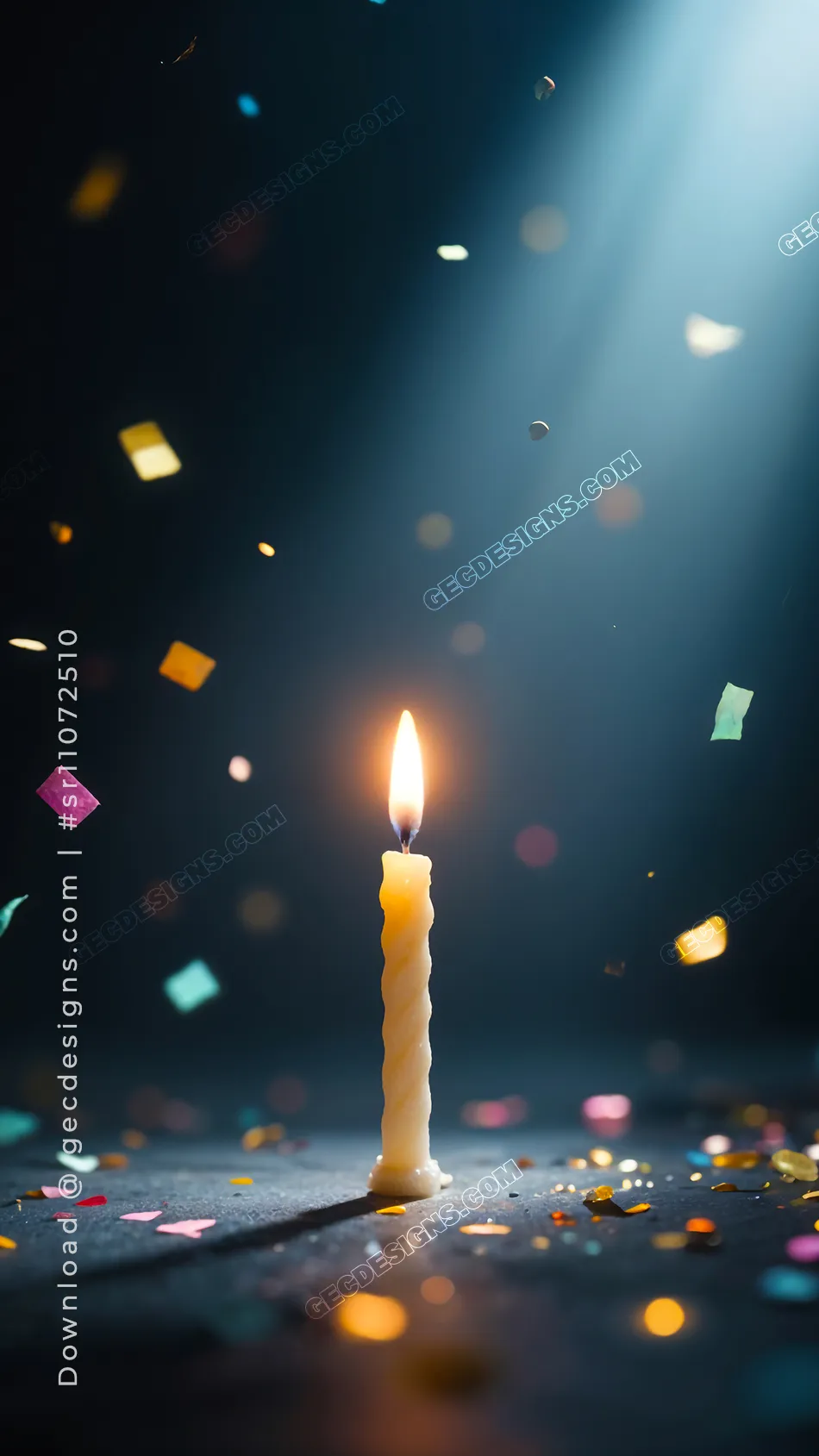 Minimal Birthday Candle iPhone Wallpaper with Confetti and Spotlight in ...