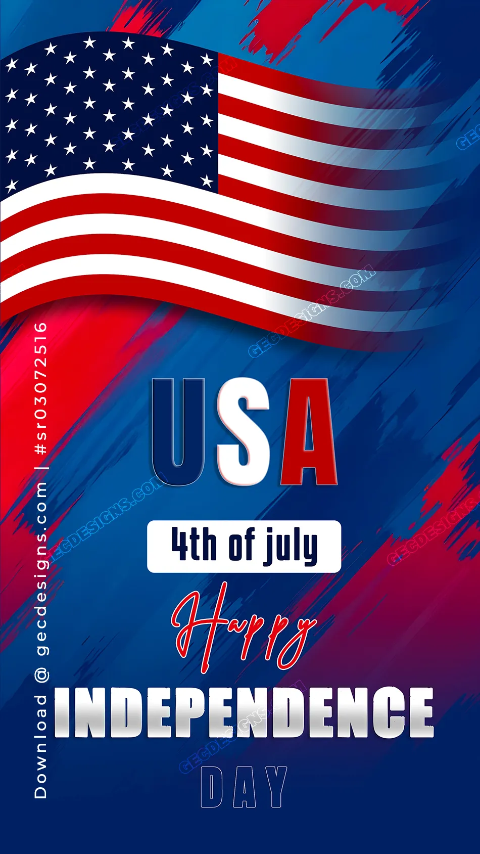 Modern American Independence Day Graphic with Bold USA Typography and ...