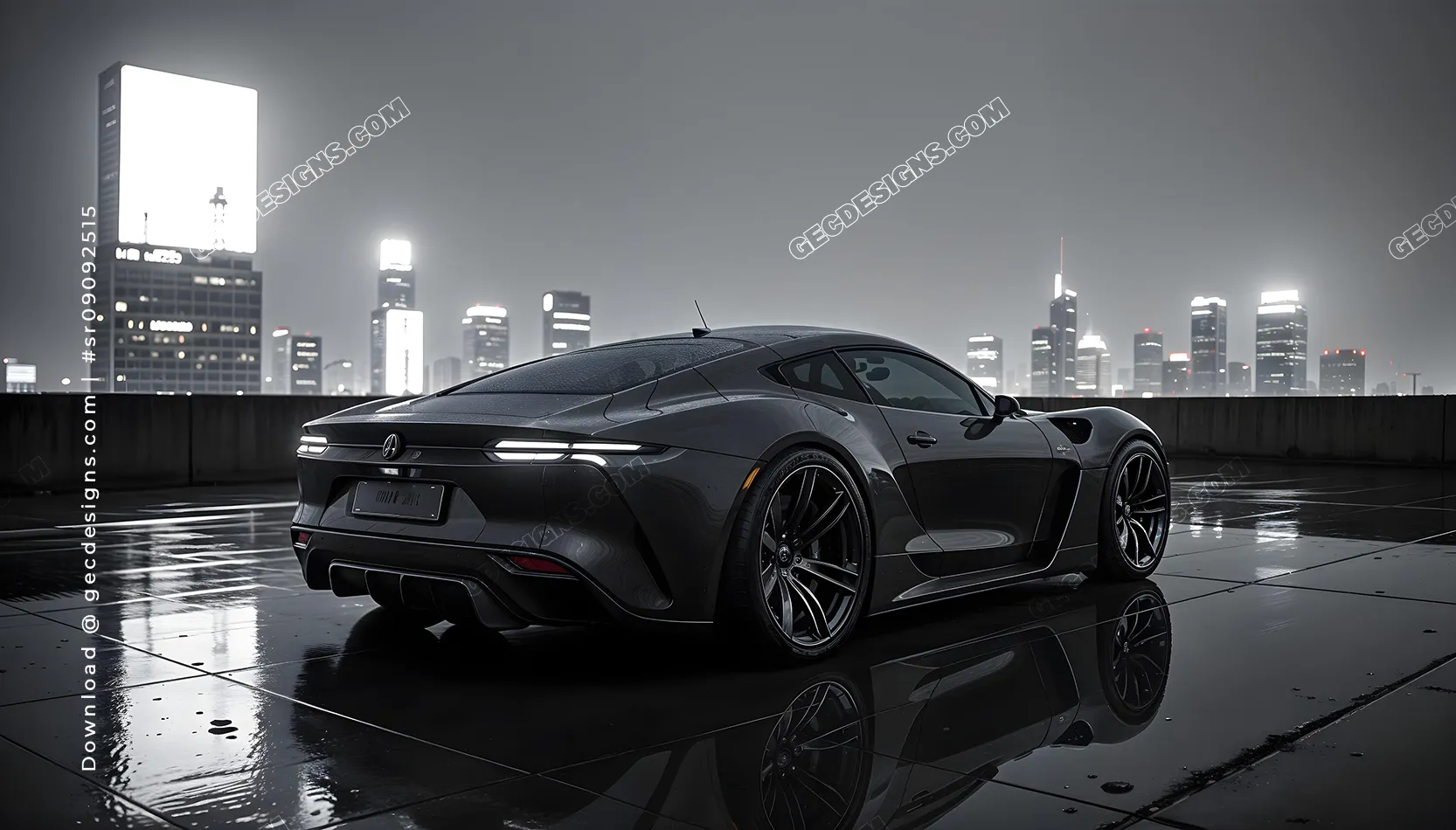 Futuristic electric sports car wallpaper with neon city skyline and ...