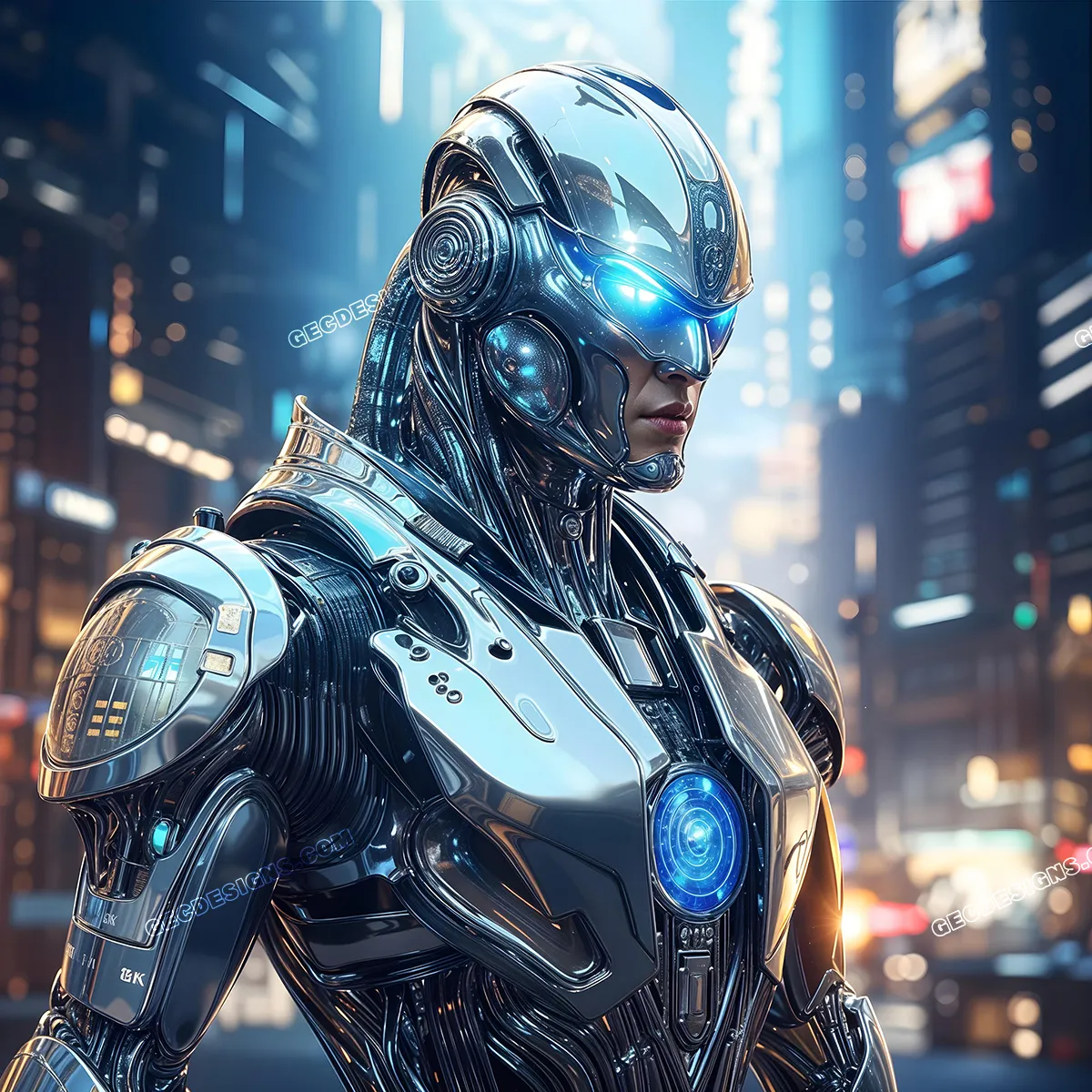 Modern futuristic male humanoid robot with metal outfit AI Generated ...