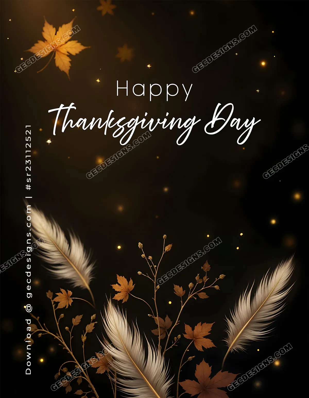 Modern Happy Thanksgiving image highlighting glowing fall elements and ...
