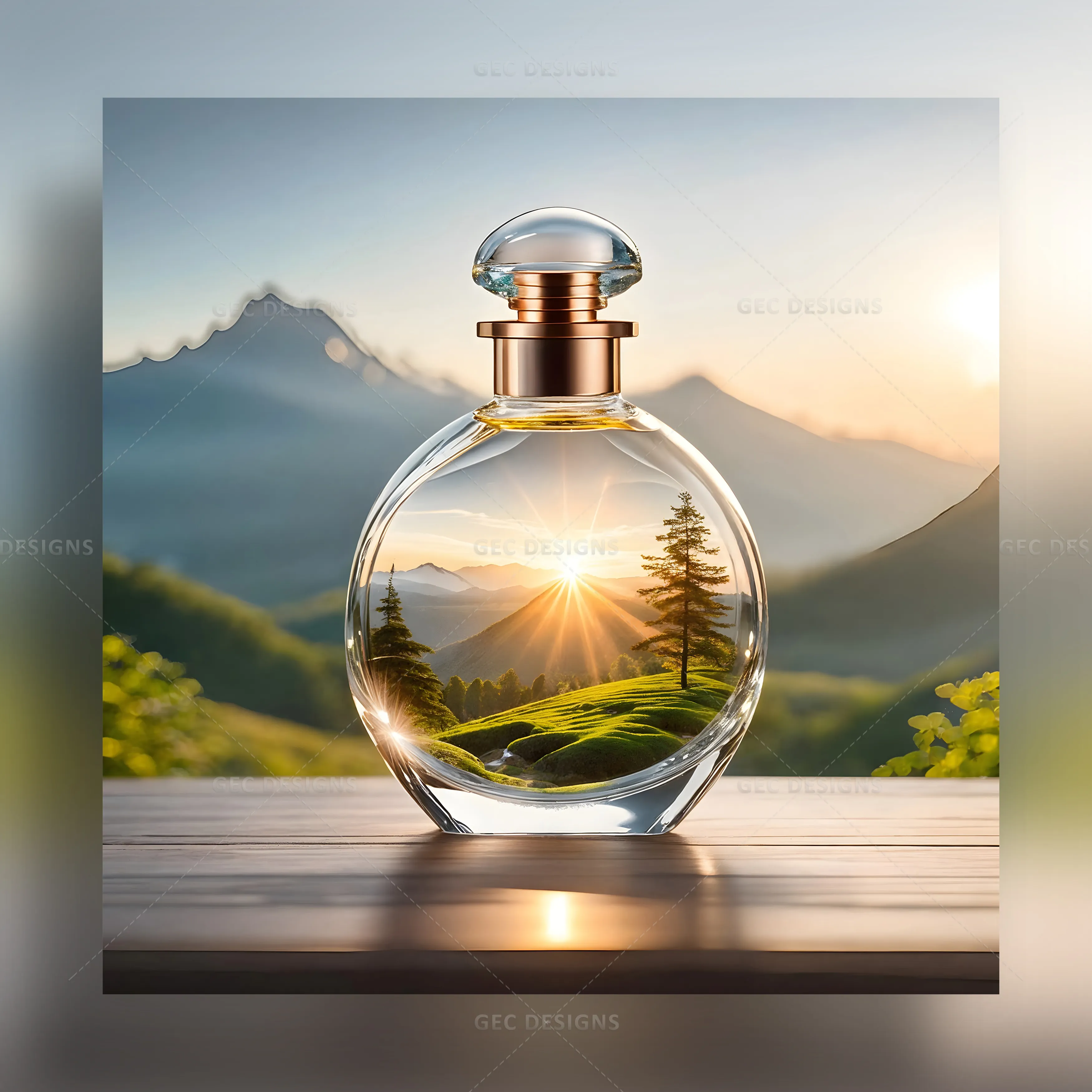Nature landscape in a glass bottle wallpaper with hills background ...