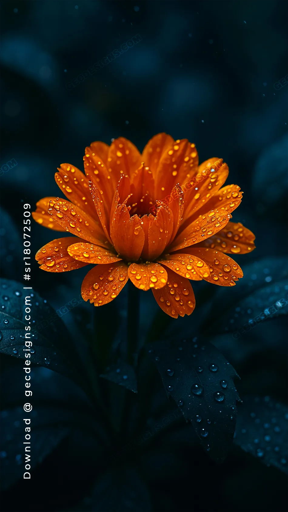 Orange Dew-Drenched Flower iPhone Wallpaper with Dark Aesthetic ...