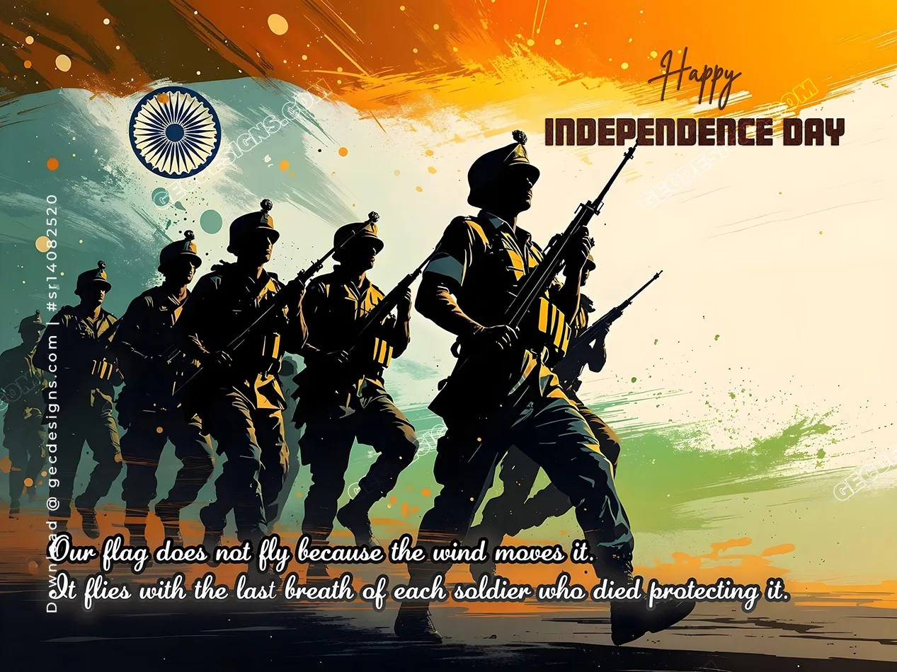 Patriotic Indian Soldiers Marching with Tricolor Flag for Independence ...