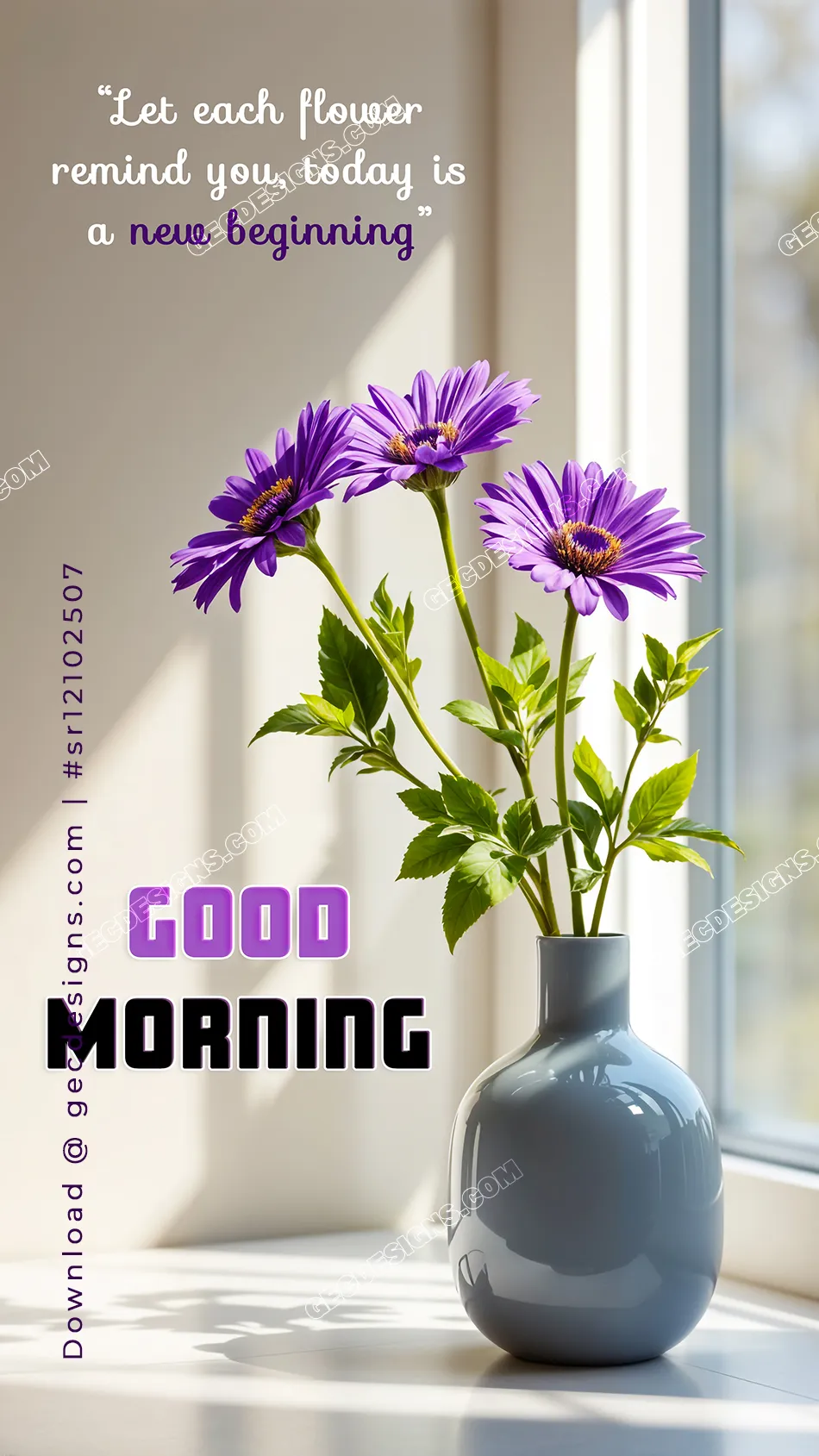 Good Morning Wishes Image with Red Flowers and Elegant Cutout Design on ...