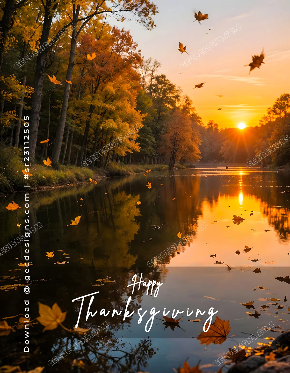 Happy Thanksgiving 2025 Wishes Image with Circle Text Design and Autumn ...
