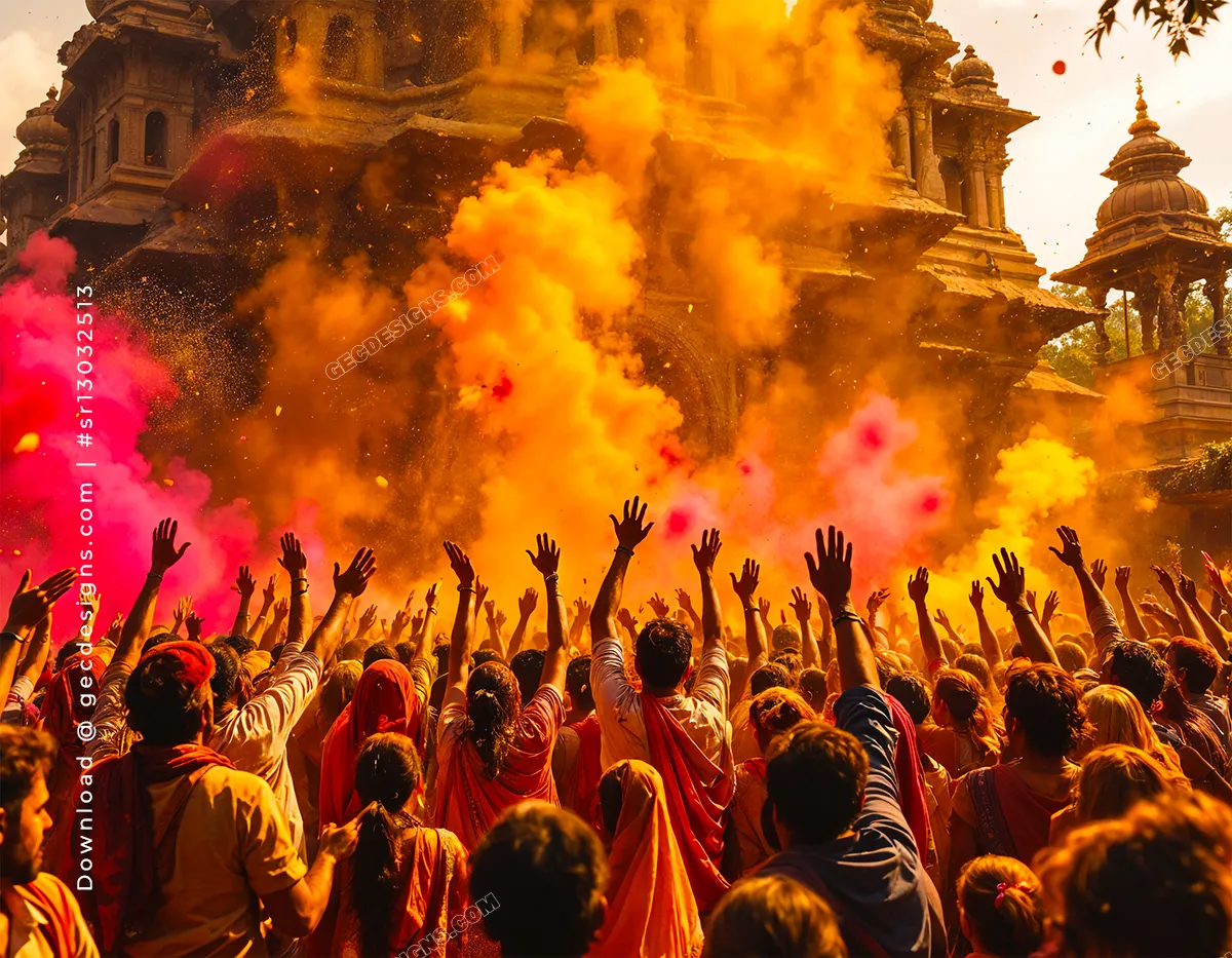 People celebrating Holi festival happy Holi image - GEC Designs