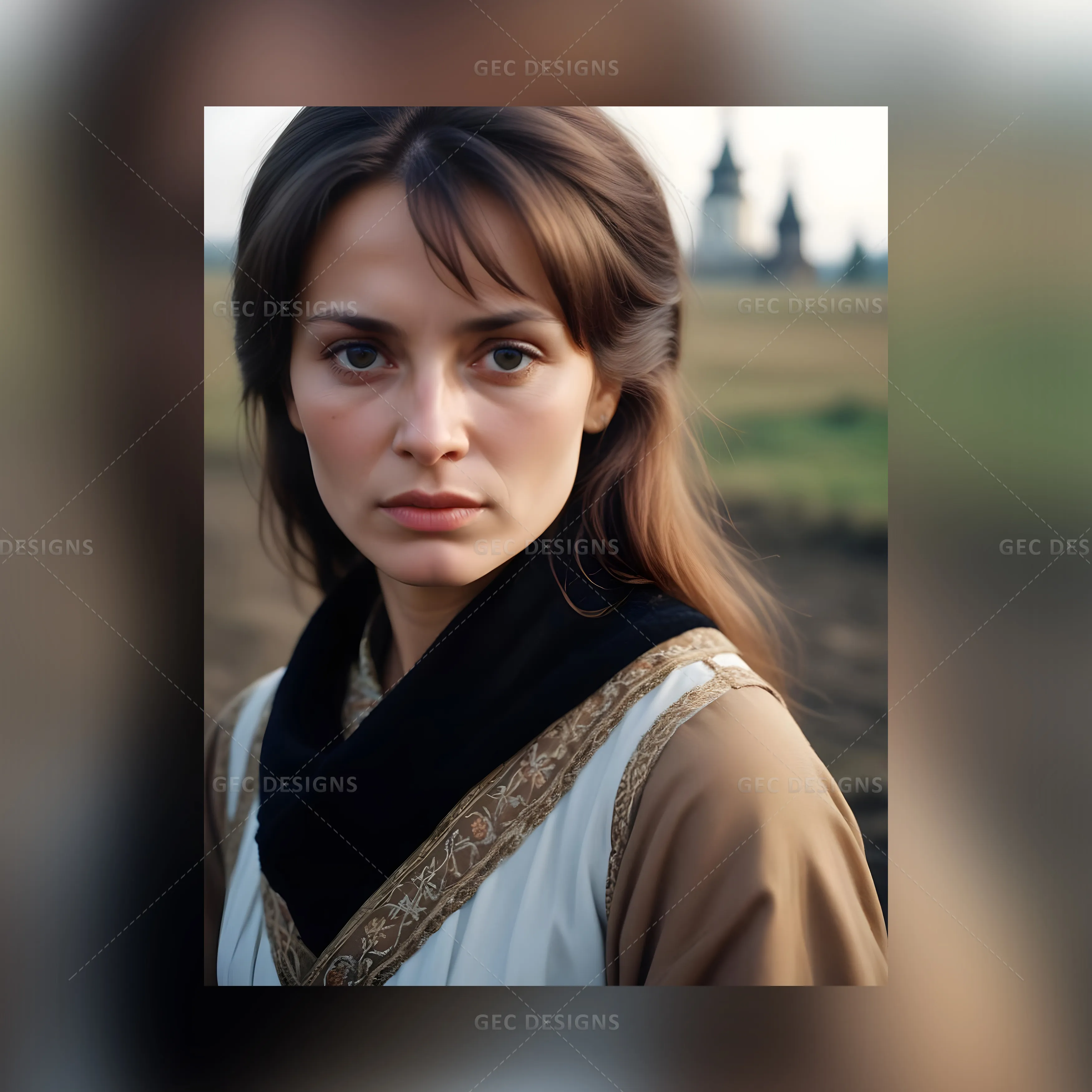 Pretty middle-aged Russian woman hyper-realistic AI Generated wallpaper | GEC Designs