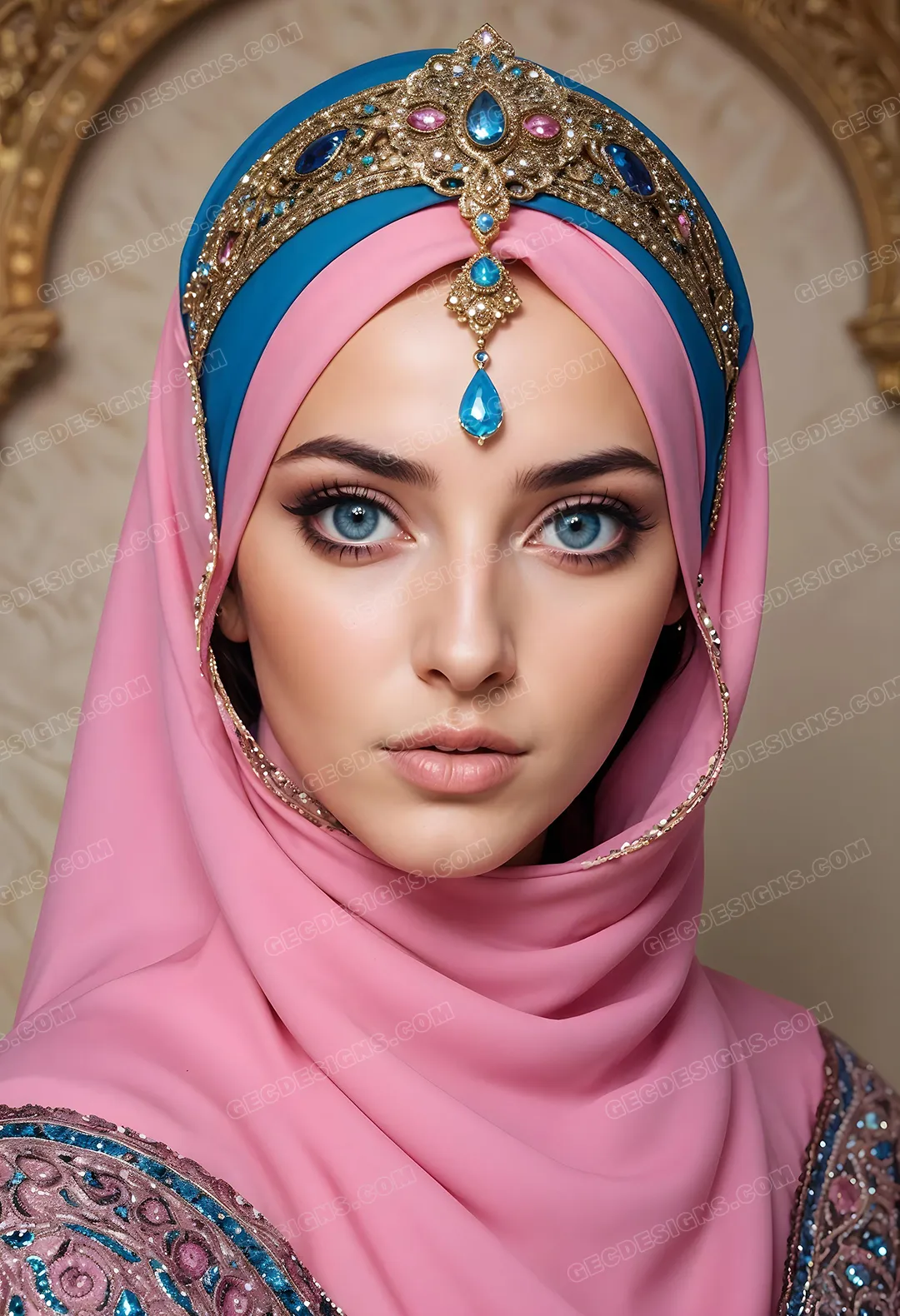 Pretty young Middle Eastern woman with pink hijab AI Generated ...
