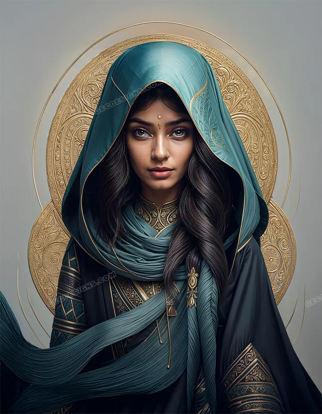 Queen of Wisdom AI Generated Portrait wallpaper - GEC Designs