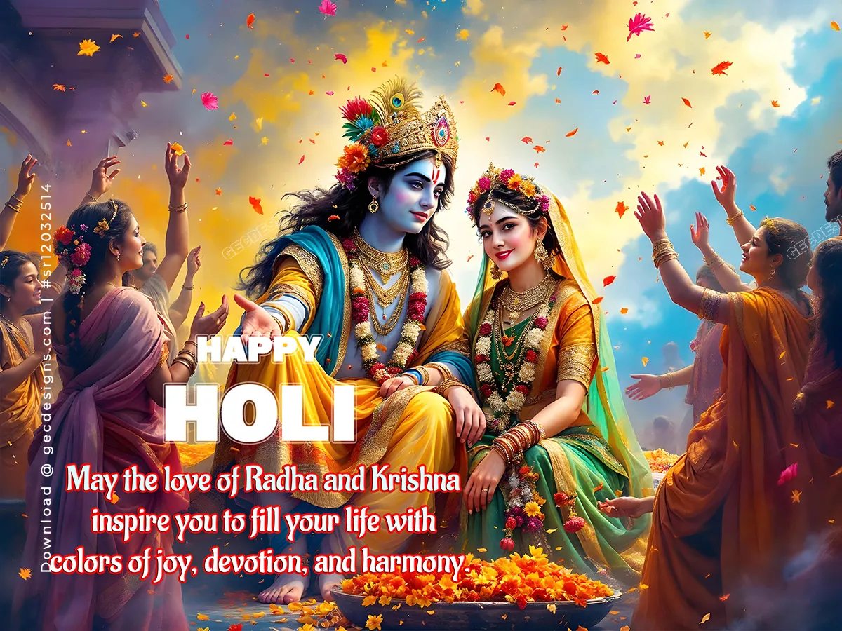Radha Krishna Happy Holi wishes HD wallpaper - GEC Designs