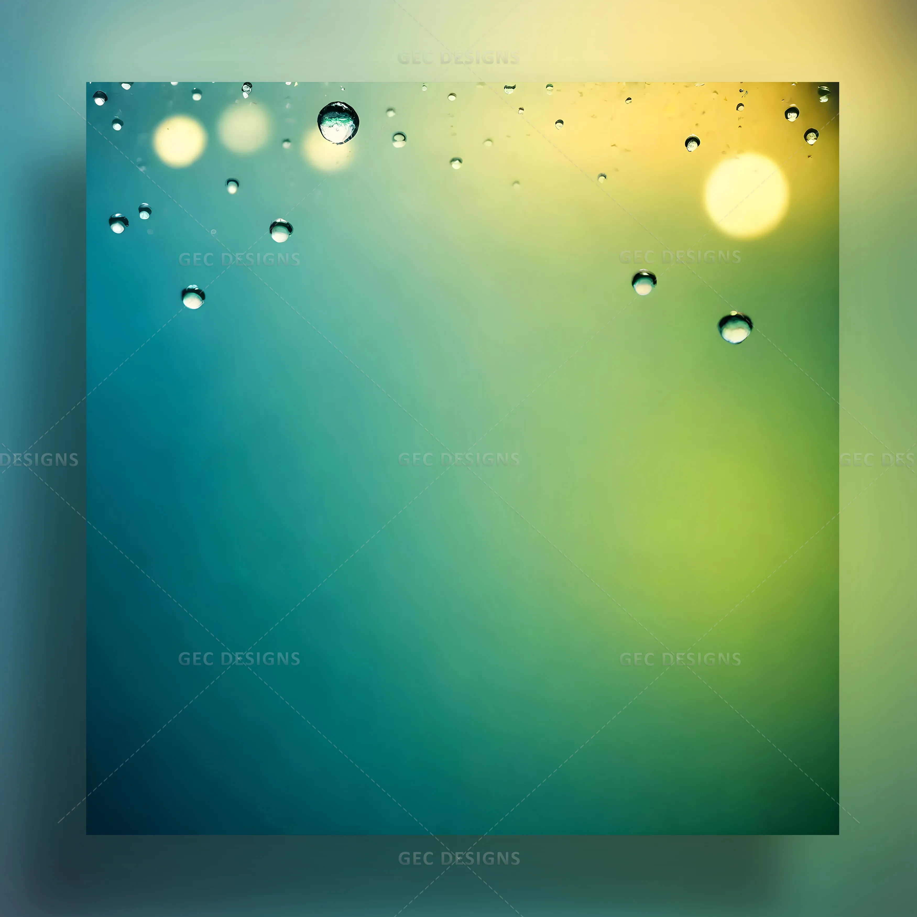 Raindrops in a Blue Green and Yellow gradient background AI Generated ...