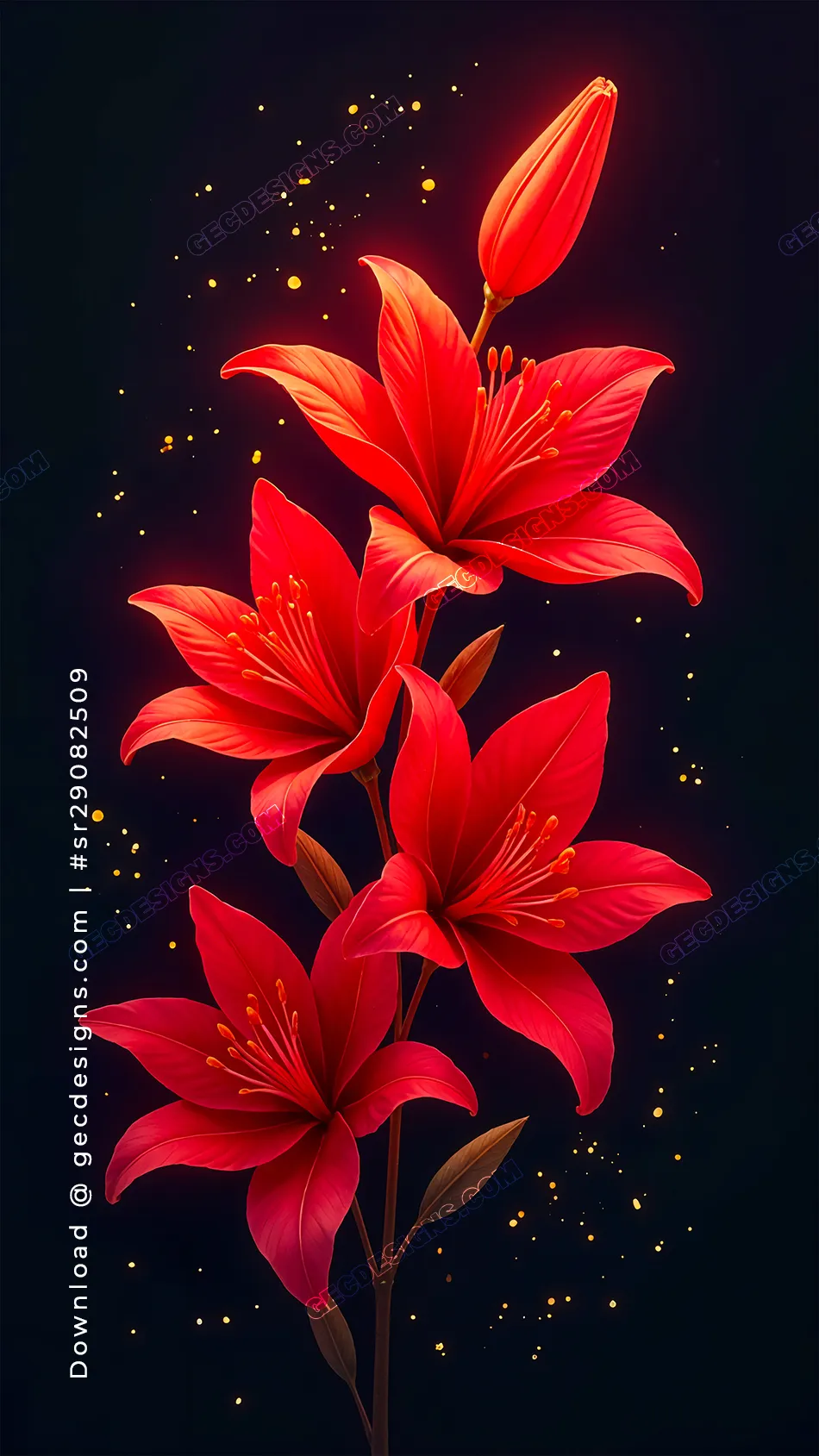 Red Flower iPhone Wallpaper with Bold Red Lilies on Dark Background - GEC Designs