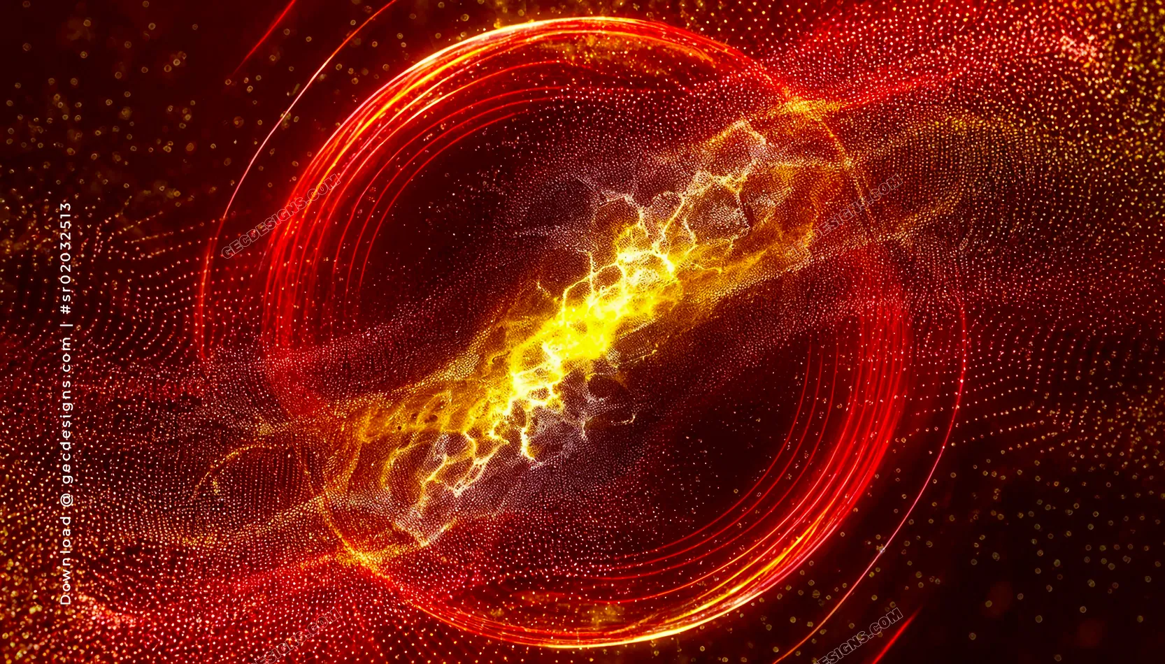 Red shiny plasma lighting ring with glittering Red Particles Background ...