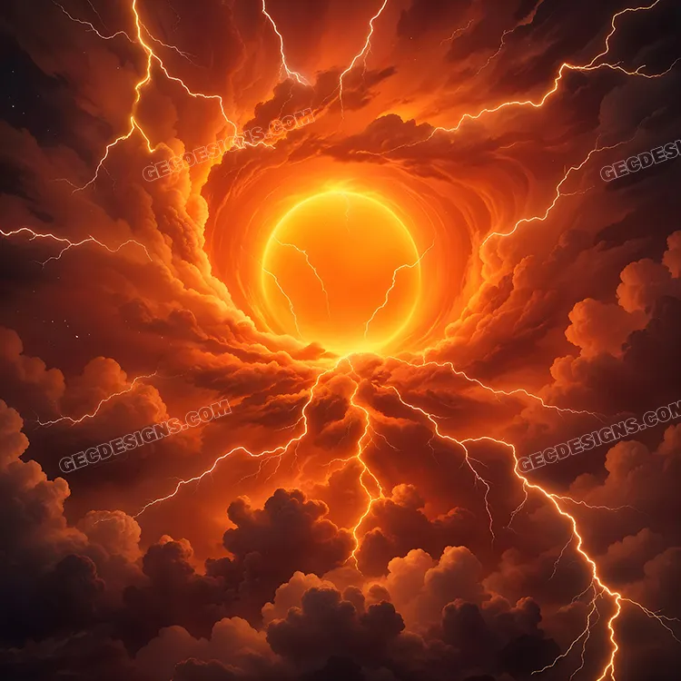 Red sky with a dramatic fiery red sun and clouds wallpaper - GEC Designs