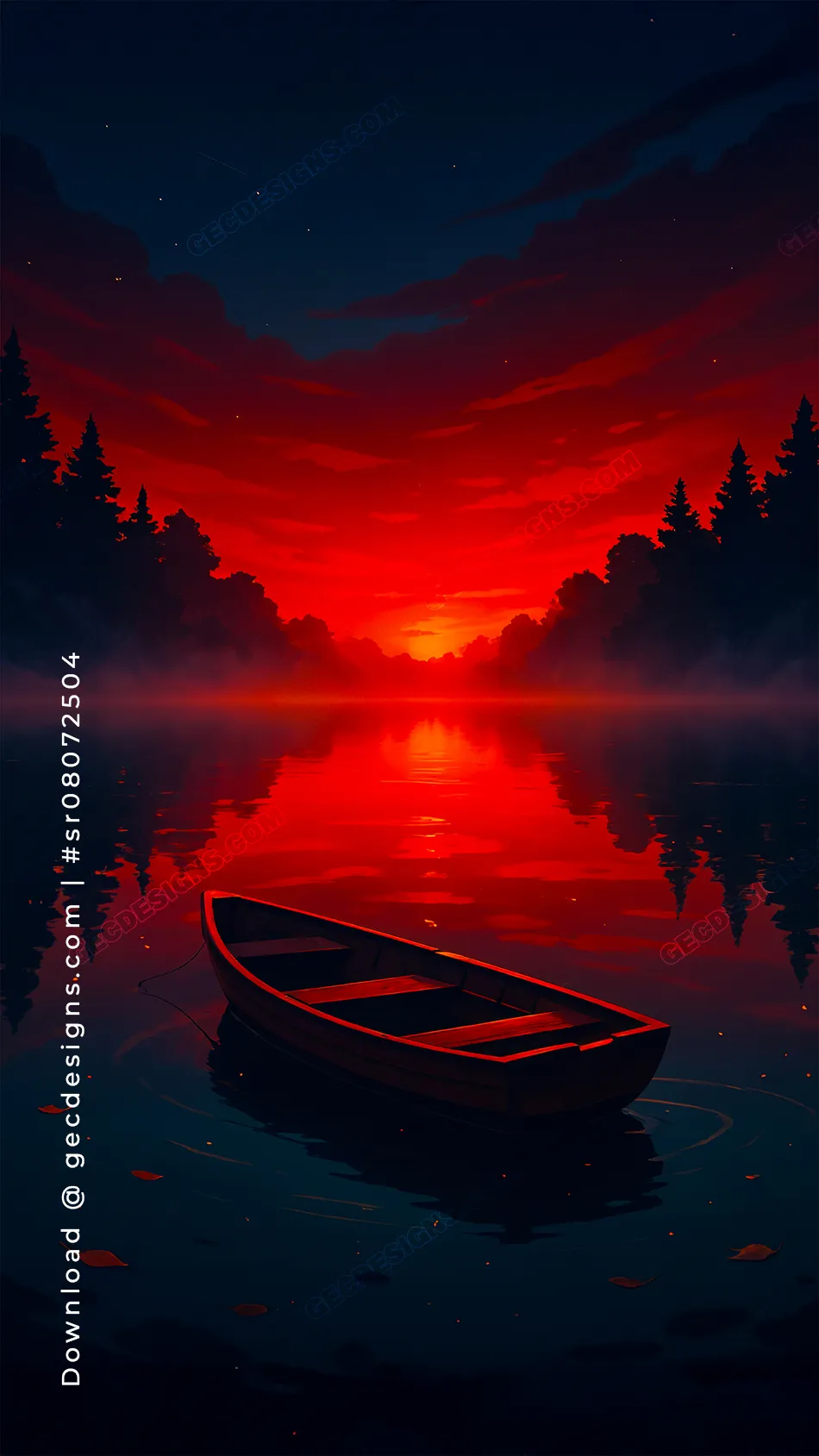 Red Sunset Lake iPhone Wallpaper - GEC Designs