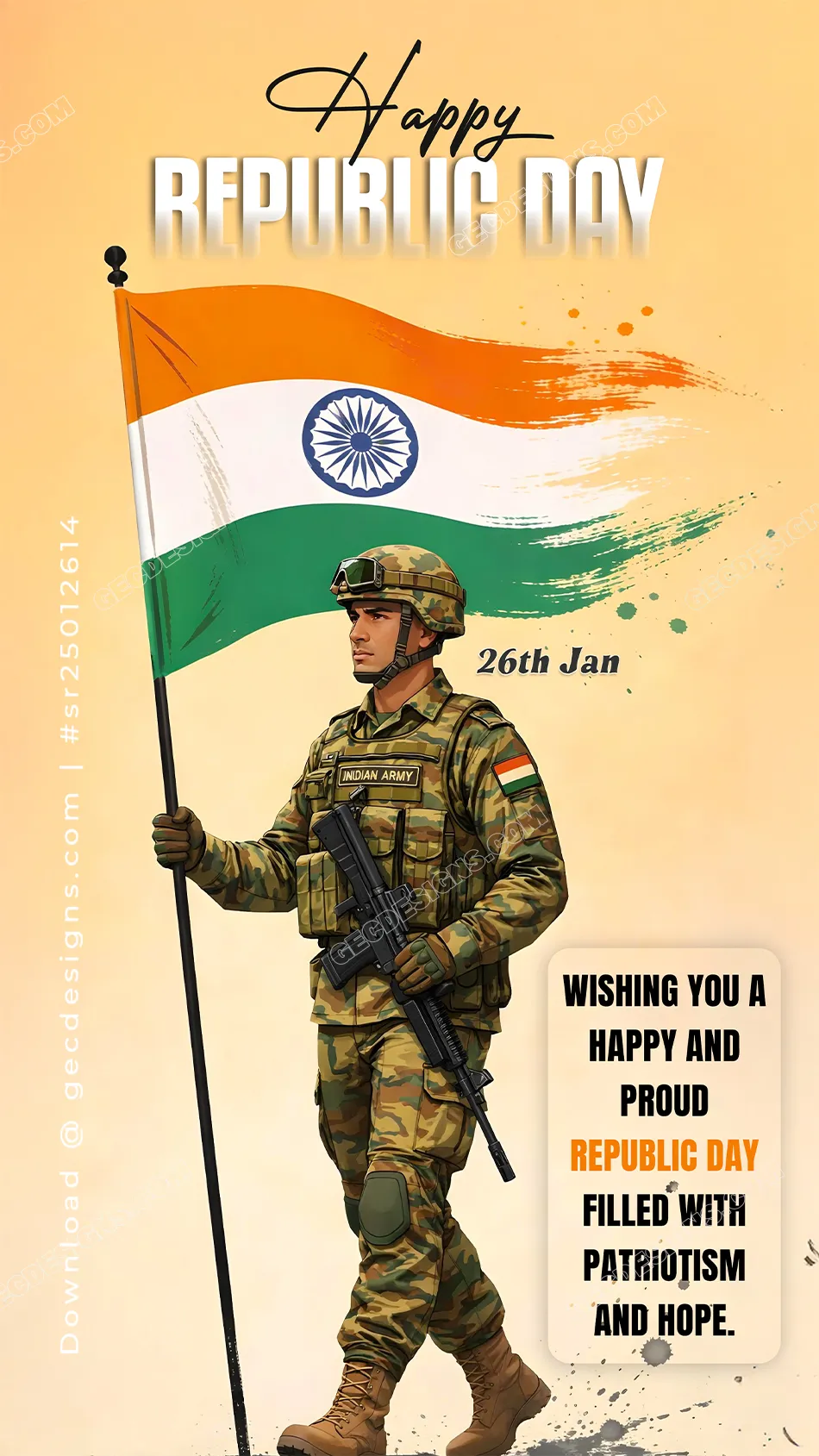 Happy Republic Day Image with Tricolor Power Fist and Ashoka Chakra ...