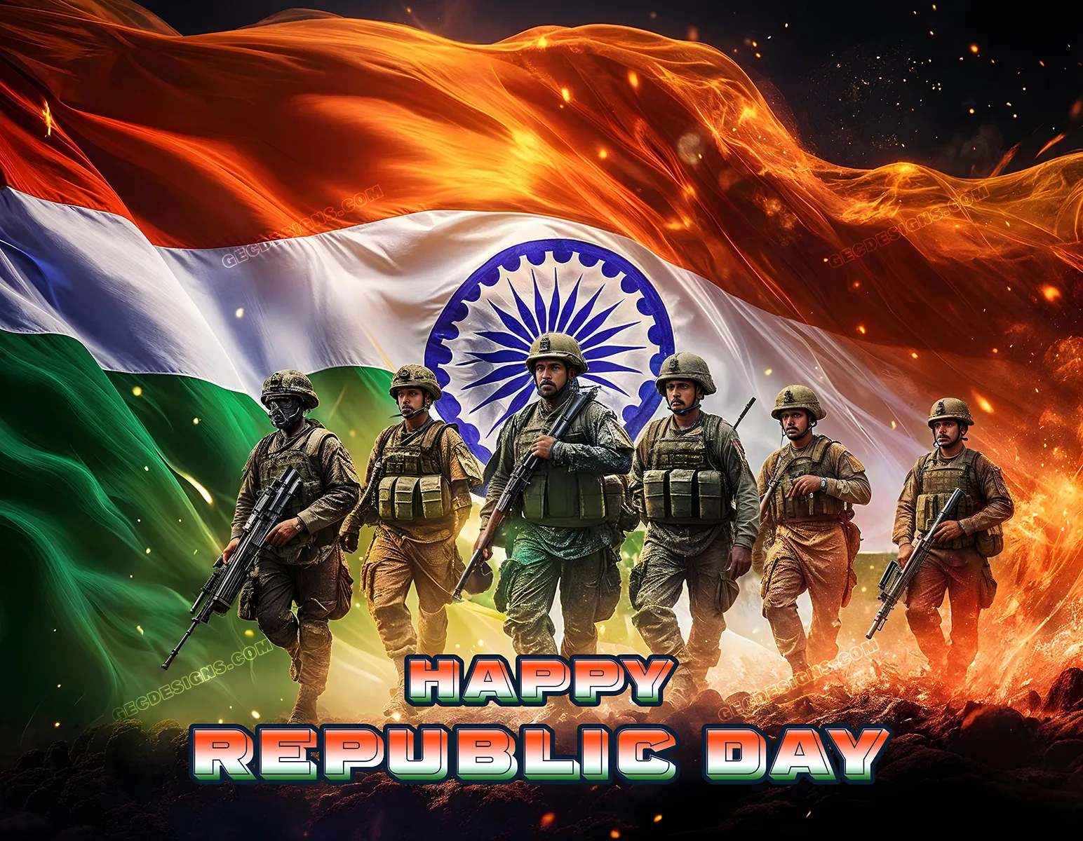 Republic Day wishes with Indian army and Indian flag background - GEC ...