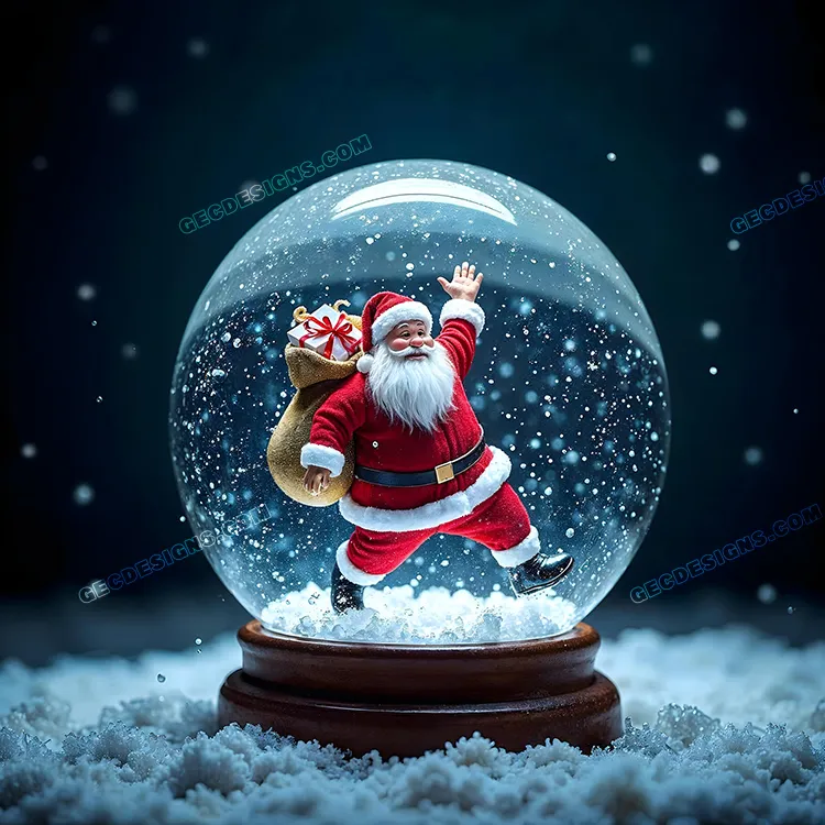 Santa Claus with Gift sack in crystal ball wallpaper - GEC Designs