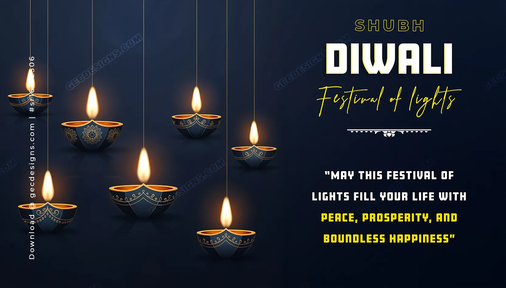Shubh Diwali wishes with hanging diyas and a peaceful message for the ...