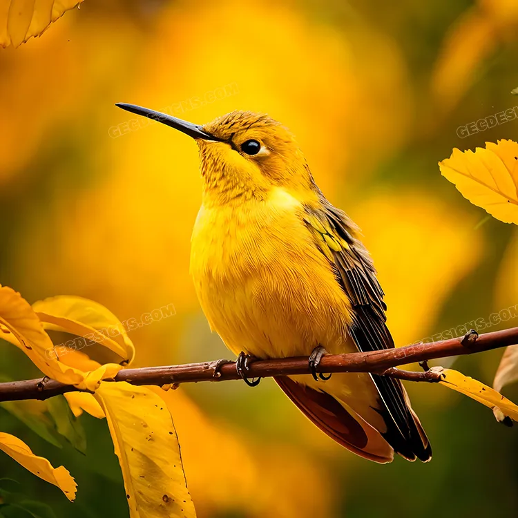 Small Beautiful Yellow Bird with a black beak sits on a branch, HD ...