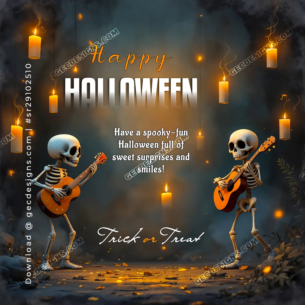 Spooky-Fun Happy Halloween 2025 wishes with Skeleton Guitar Duo ...