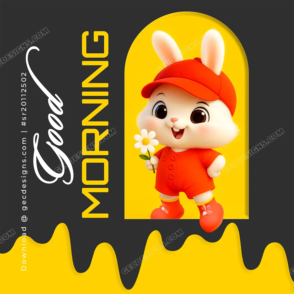 Sweet and Happy Good Morning Image Featuring an Adorable Bunny with a ...