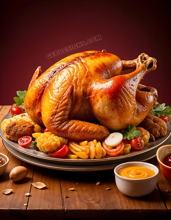 Thanksgiving Dinner table with turkey wallpaper - GEC Designs