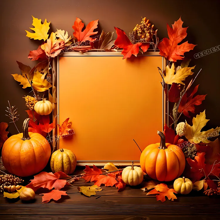 Thanksgiving frame with Pumpkins and Autumn leaves | GEC Designs