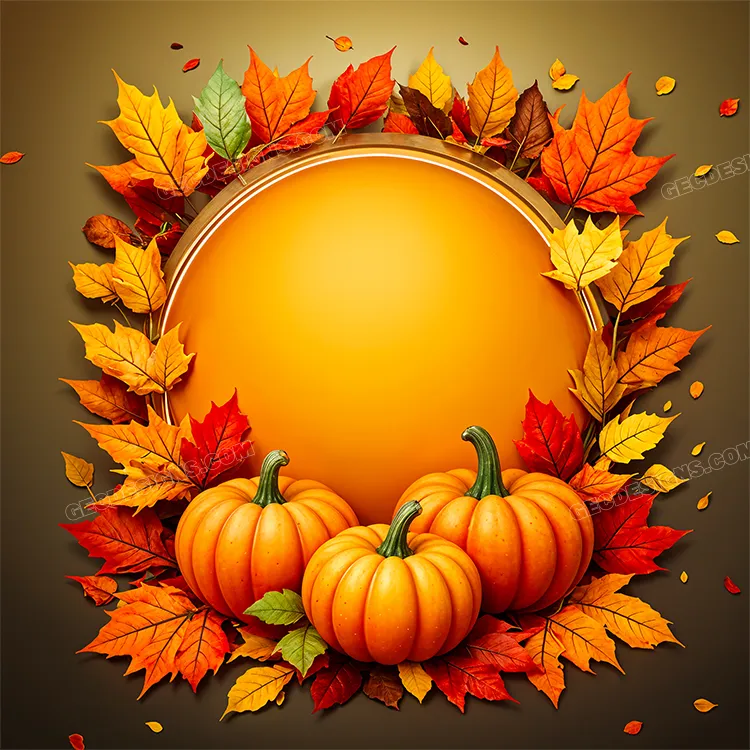 Thanksgiving Frame with Pumpkins and Fall leaves wallpaper - GEC Designs