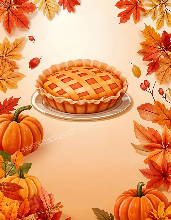Thanksgiving wallpaper with Pumpkin pie background - GEC Designs