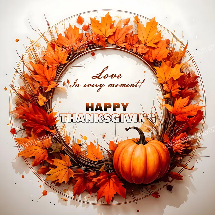Thanksgiving wishes, Quotes in a Pumpkin and Maple leaves wreath ...