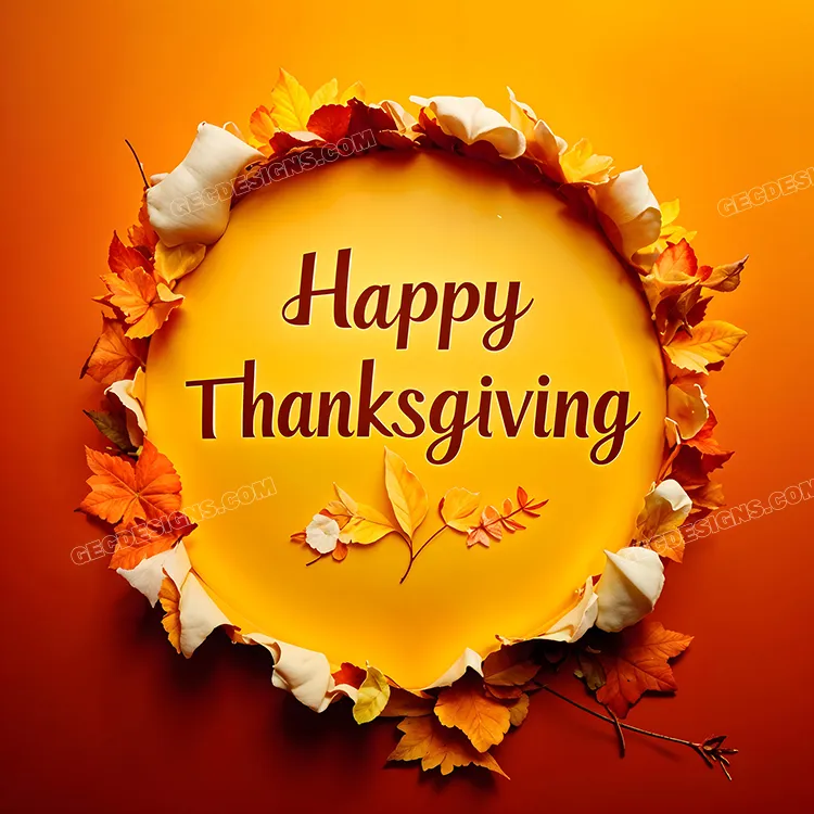 Thanksgiving wishes with Autumn leaves frame background - GEC Designs