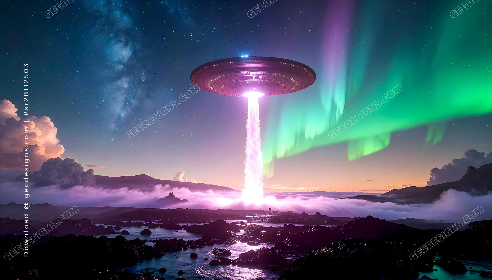 Astronaut Standing on a Mysterious Planet Beneath a Glowing Blue Galaxy ...