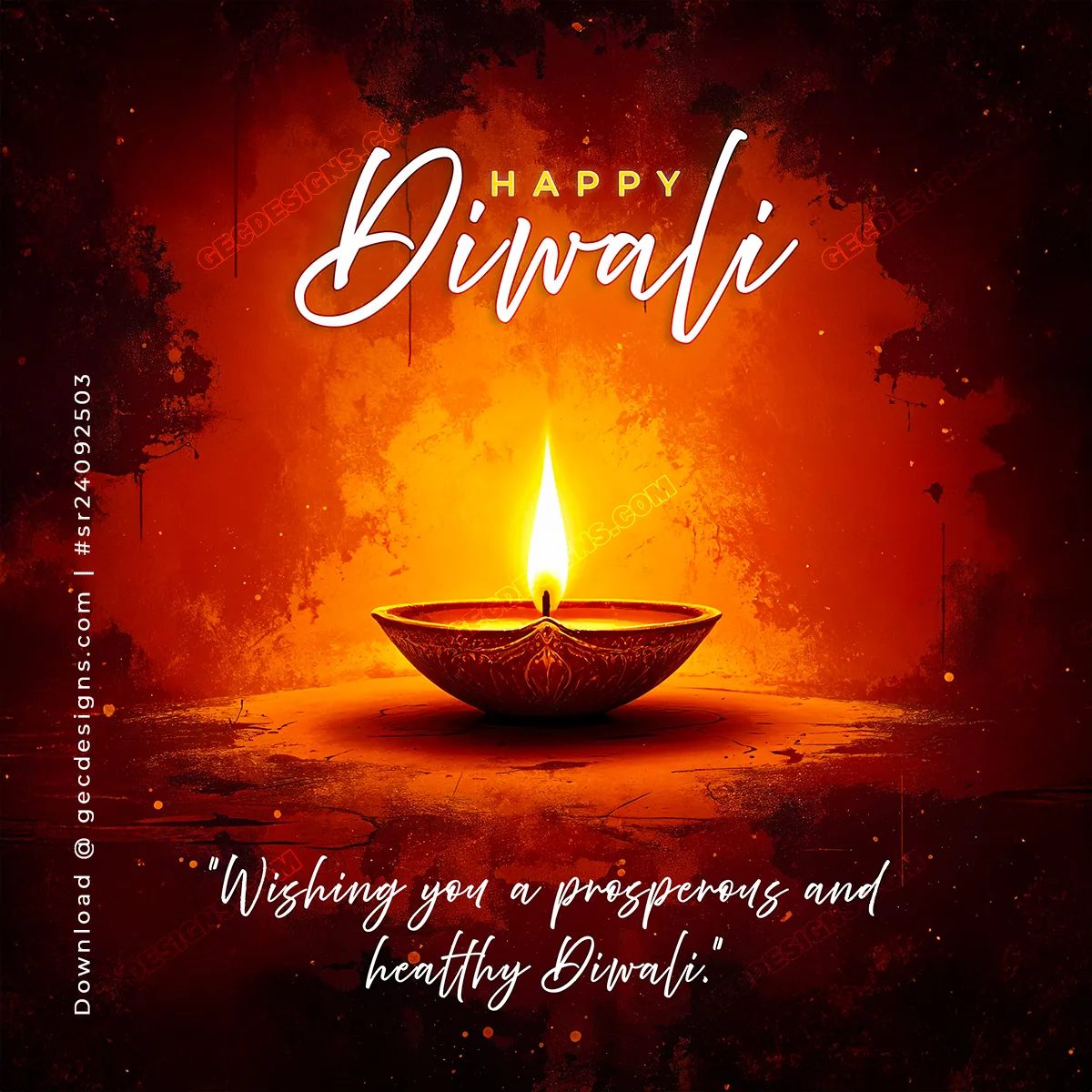 Warm Happy Diwali Wishes Greeting Featuring Glowing Diya and Radiant ...