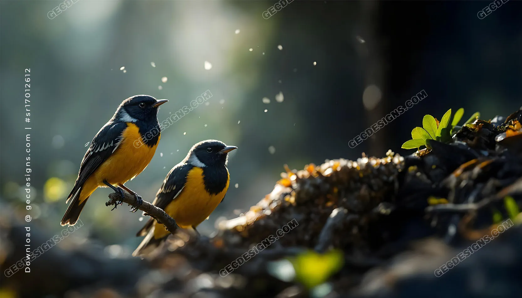 Wildlife Bird Desktop Wallpaper Featuring Two Colorful Birds in a ...