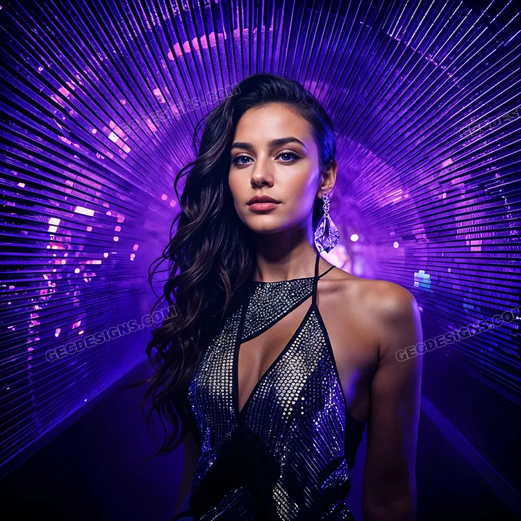 Woman Fashion show stylize outfits in a purple background - GEC Designs